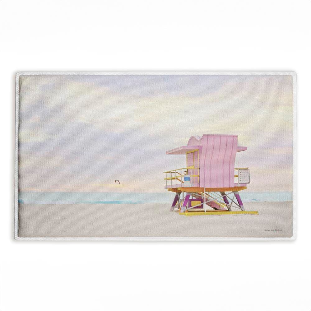 Stupell Industries Pink Serene Beach Hut 18 in. x 30 in. Pink Graphic ...