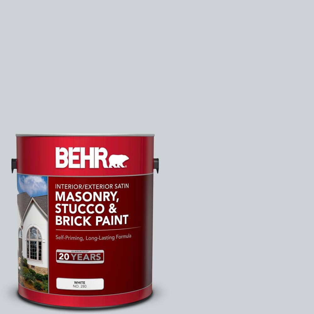 BEHR 1 gal. #N510-1 Silver Shadow Satin Interior/Exterior Masonry ...