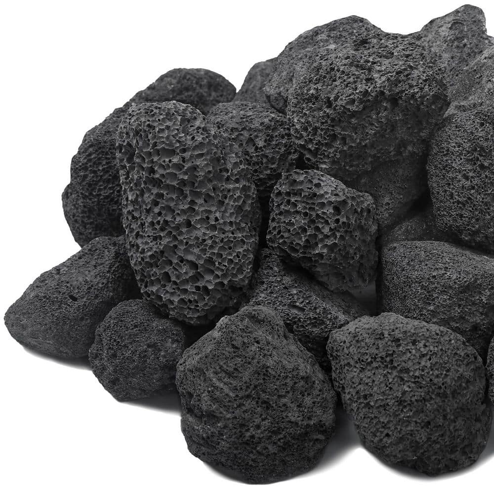 SenQWFa Black Lava Rock Fire Glass Type 10 lb. Bag for Fire Pit ...