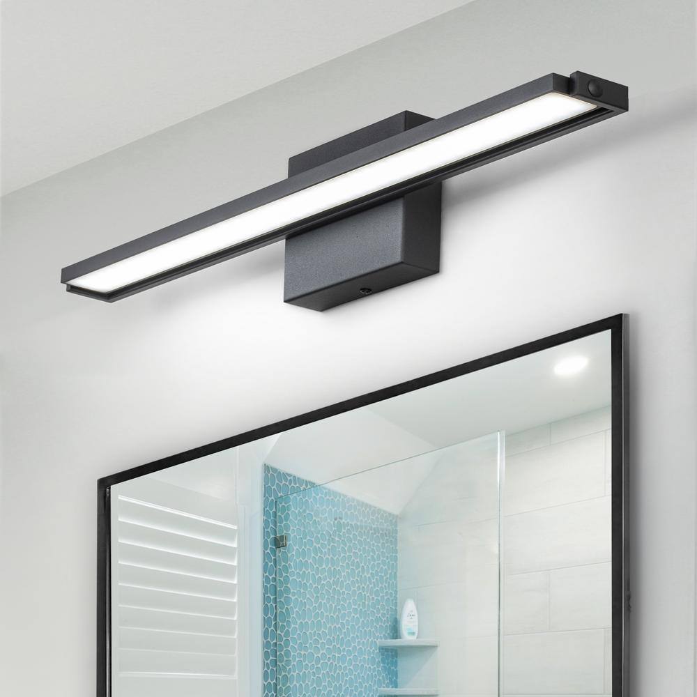 EDISLIVE Bourget 25.2 in. Black Modern Integrated LED Bathroom Vanity ...
