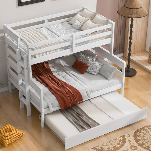 Harper & Bright Designs Detachable Style White Wood Twin over Full Bunk ... Harper & Bright Designs Detachable Style White Wood Twin over Full Bunk ...
