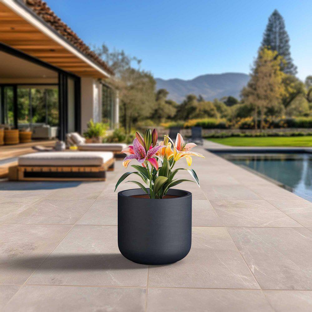 Sapcrete 17.5 in. Large Granite Gray (Enhanced Interior) Concrete Round ...