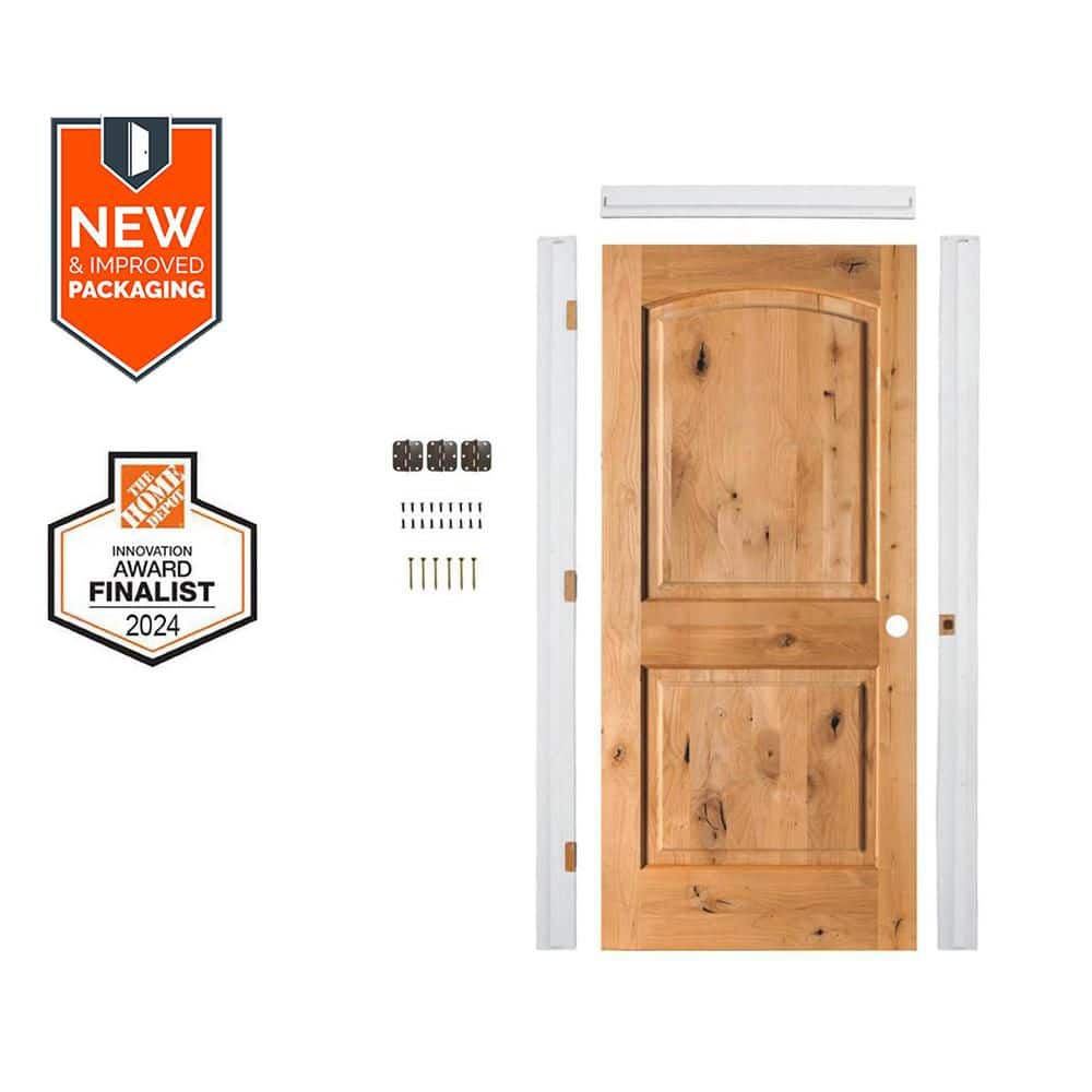 Krosswood Doors 28in.x80in. Knotty Alder Left-Hand Top Arch Clear Stain ...