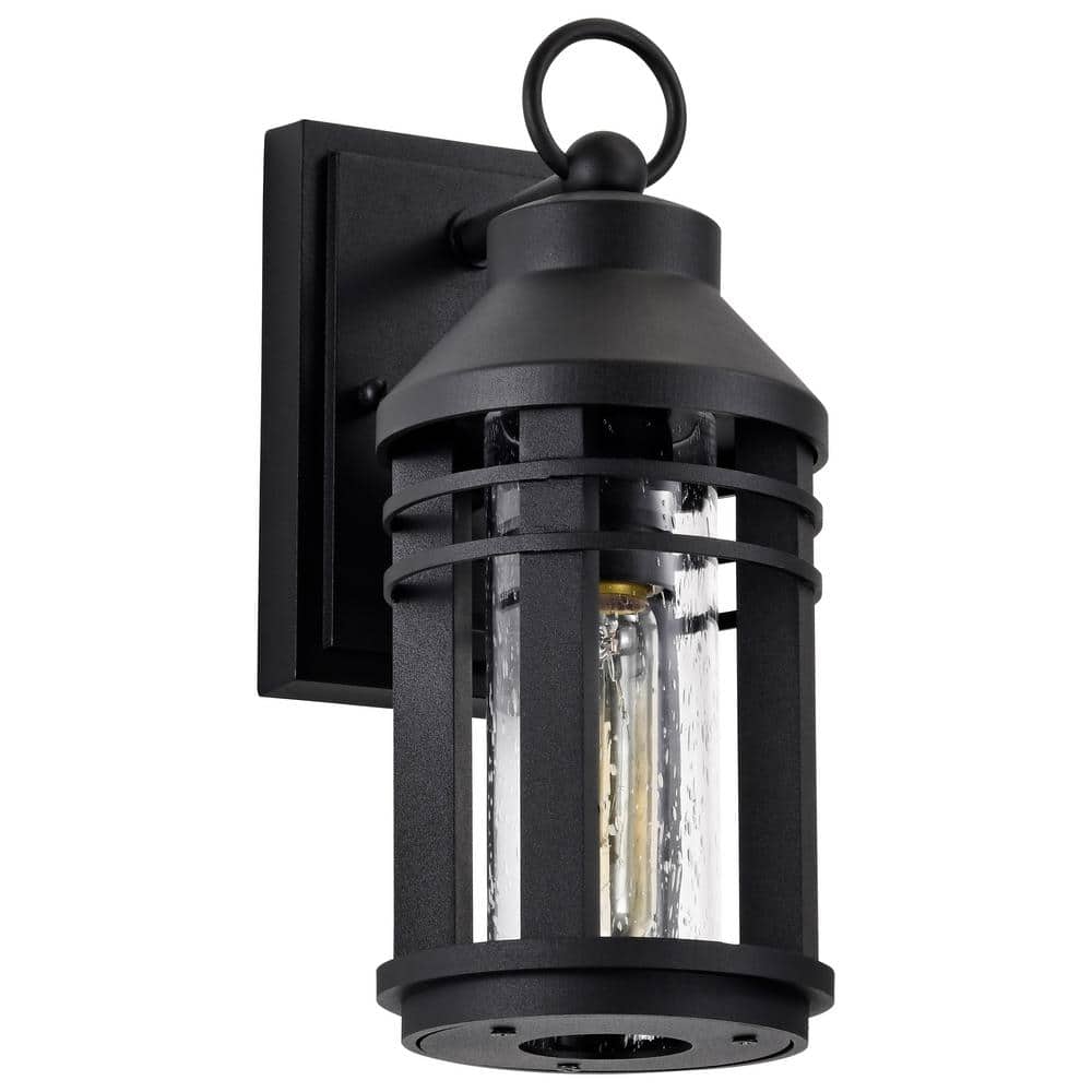SATCO Wilton 1-Light Matte Black Hardwired Outdoor Wall Lantern Sconce ...