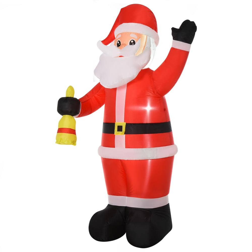 HOMCOM 8 ft. Pre-Lit LED Santa Claus with Bell Christmas Inflatable ...