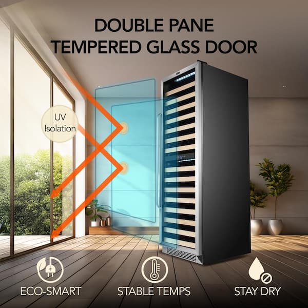 Whynter Dual Zone 24 in. 164 Bottle Built In Wine Cooler Fridge w Lock Stainless Steel with Display Rack and LED Display BWR 1642DZ