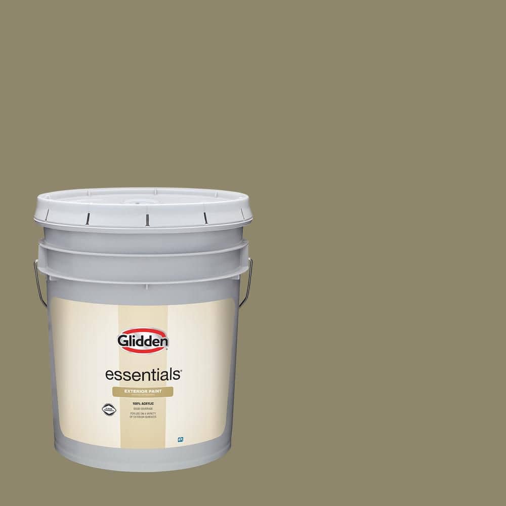 Glidden Essentials 5 gal. PPG1027-5 Rattan Palm Satin Exterior Paint ...
