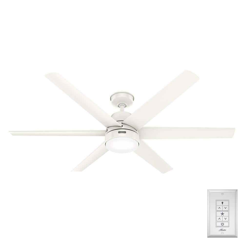 Hunter Skysail 60 in. Outdoor Fresh White Ceiling Fan with Light Kit ...