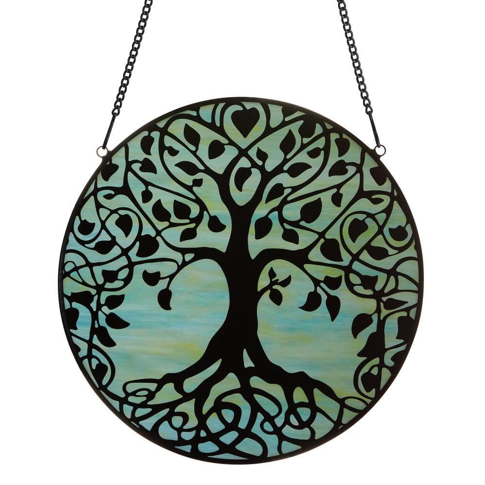 River of Goods Tree of Life Green/Multicolored Stained Glass Window ...