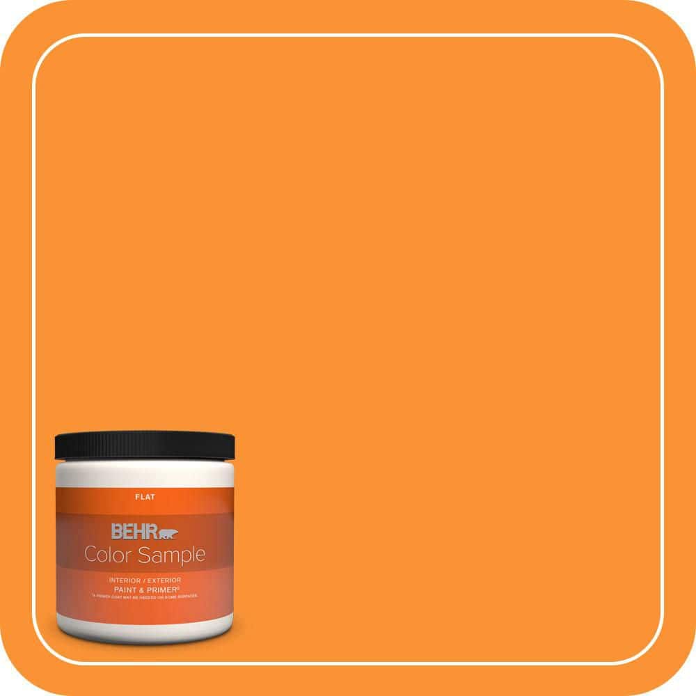 BEHR PREMIUM PLUS 8 oz. #P240-7 Joyful Orange Flat Interior/Exterior ...
