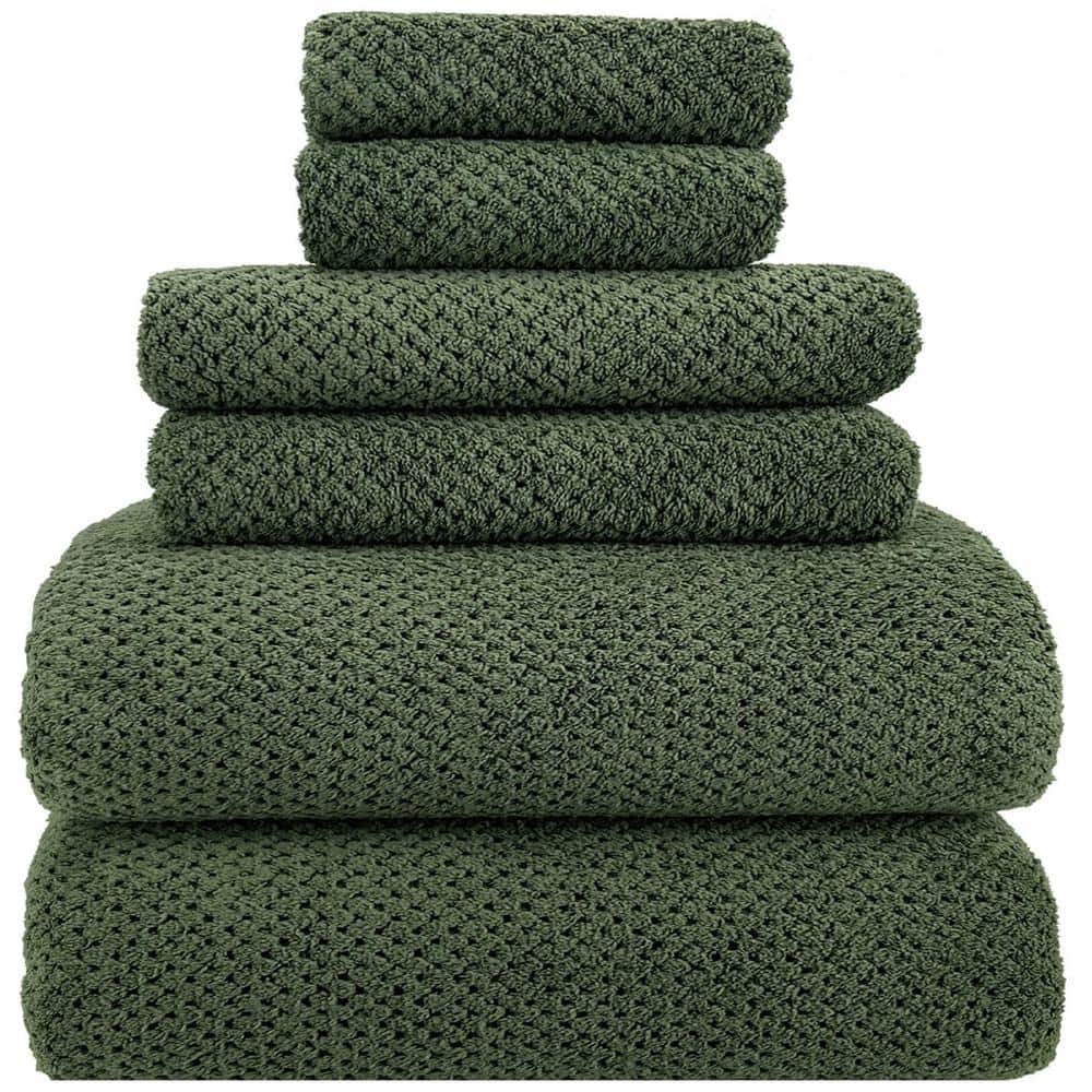 6-Piece Olive Green Quick Dry Super Soft Microfiber Towel Set JOQYS ...