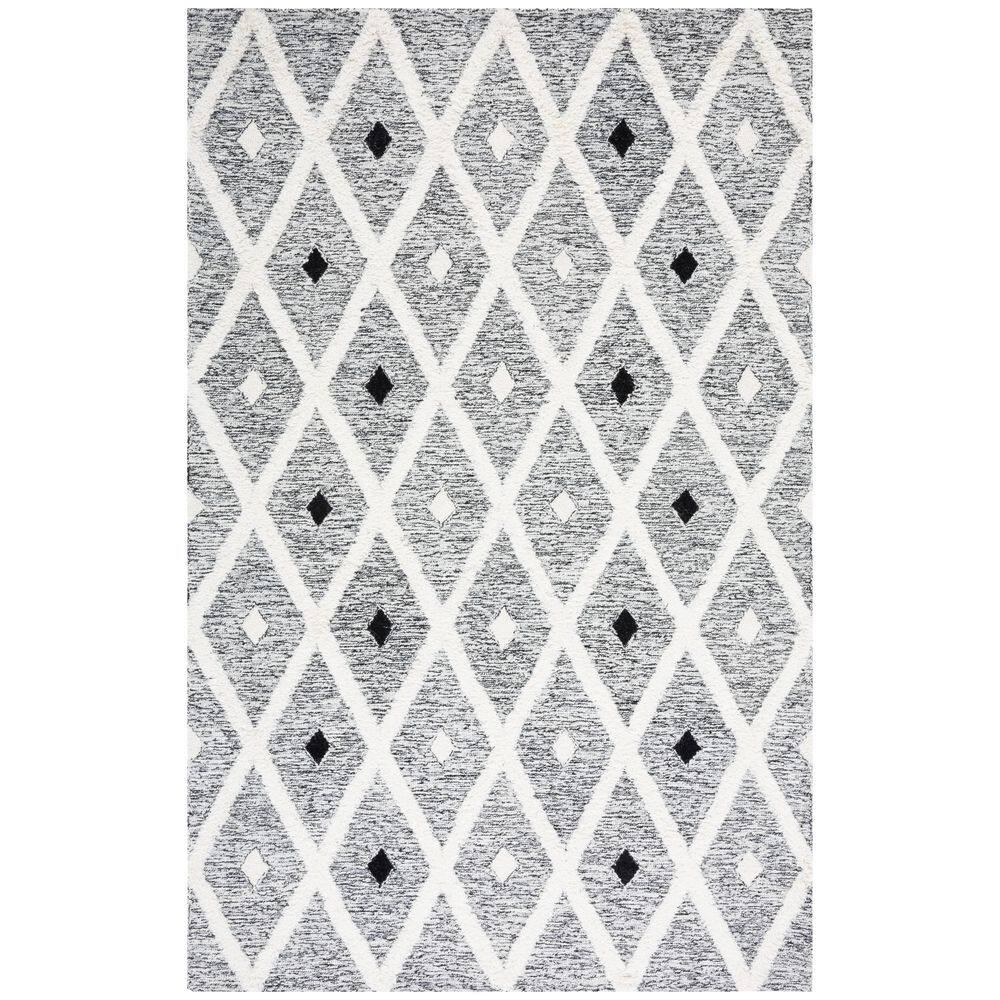 SAFAVIEH Casablanca 3 ft. x 5 ft. Black/Ivory Diamond High-Low Area Rug ...