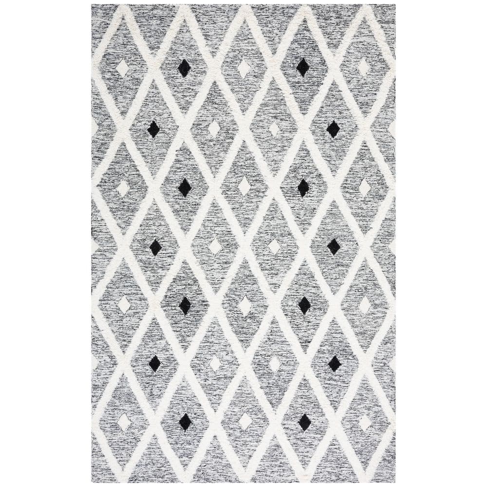SAFAVIEH Casablanca 4 ft. x 6 ft. Black/Ivory Diamond High-Low Area Rug ...