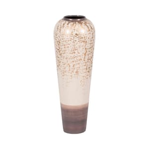 Liv & Skye 32 in. Ivory Metal Round Decorative Vase 20735-02 - The Home ...