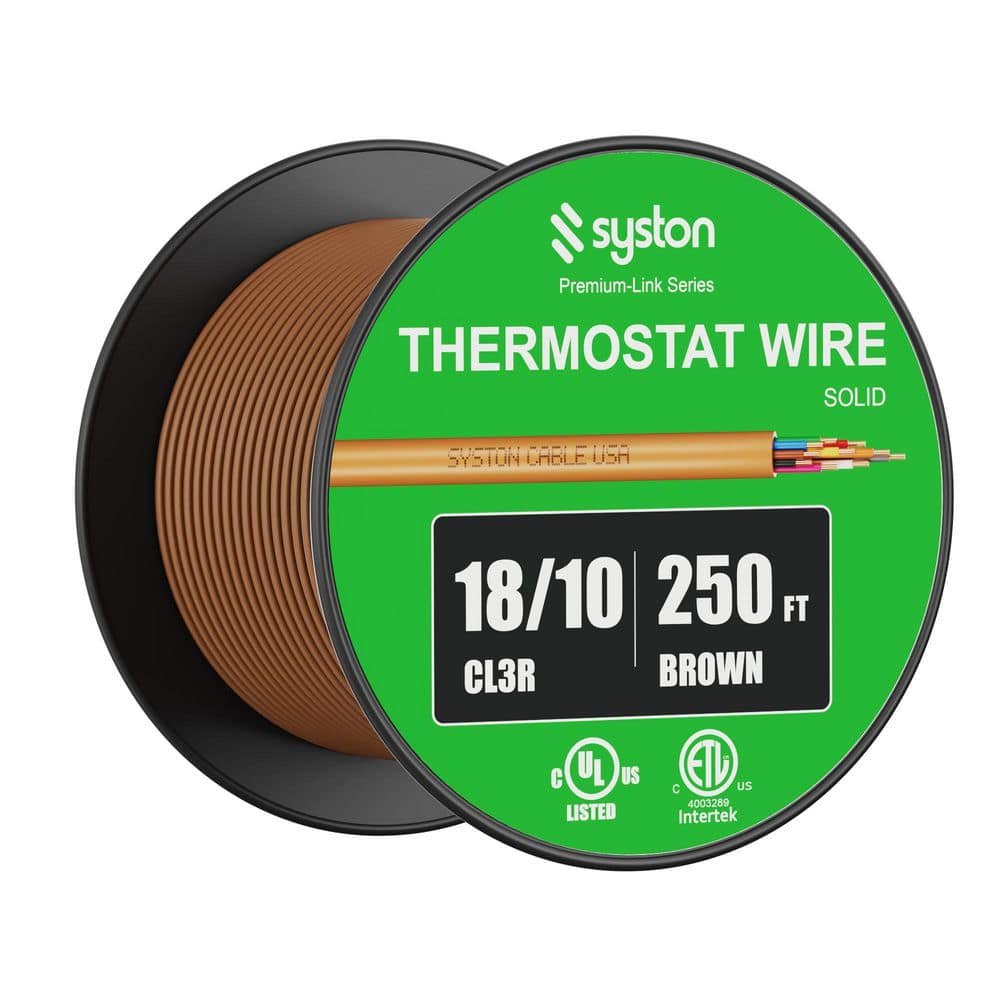 Syston Cable Technology 250 ft. 18/10 Brown Solid Bare Copper CMR/CL3R ...