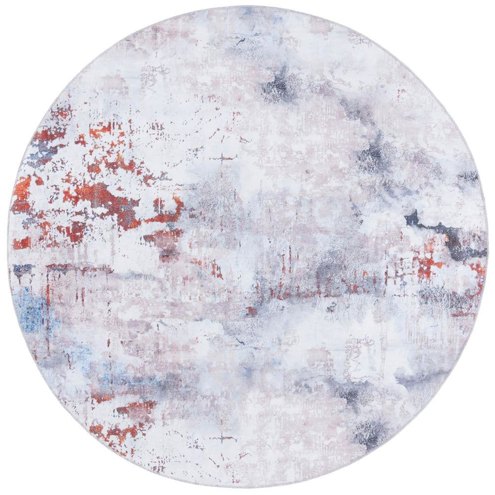 SAFAVIEH Malibu Ivory/Rust 6 ft. x 6 ft. Machine Washable Distressed ...