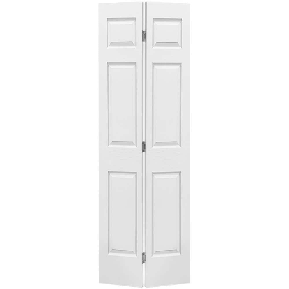 CALHOME 24 in. x 84 in. Hollow Core 6 Panel Primed White MDF Composite ...