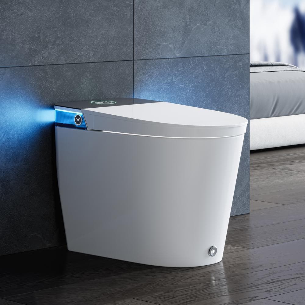 HOROW ADA Height Elongated Smart Bidet Toilet in White with Water Tank ...