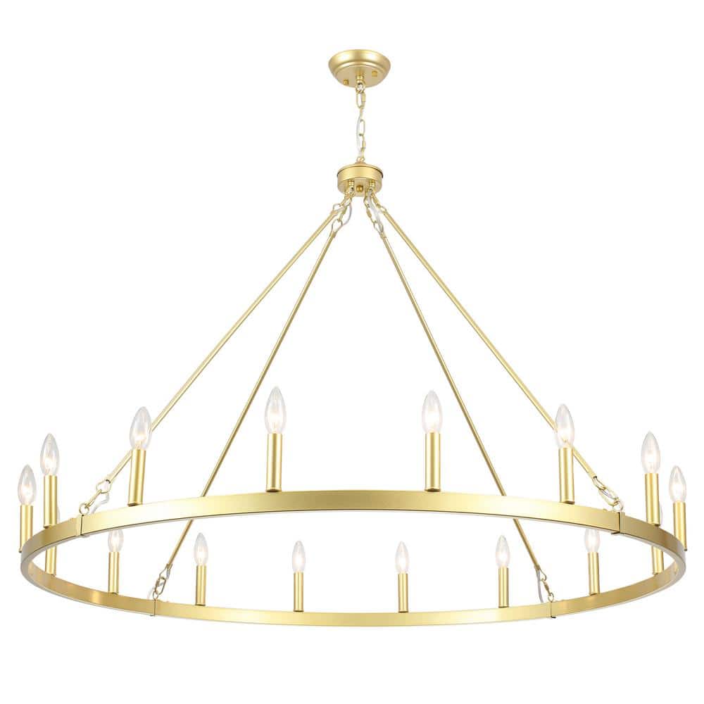 ADSENSTY 16-Light Gold Farmhouse Wagon Wheel Candlestick Chandelier HD ...