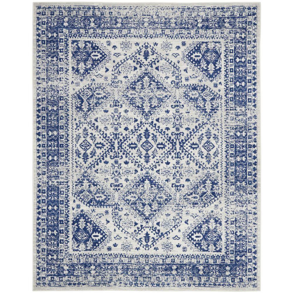 Nourison Whimsicle Ivory Navy 7 ft. x 10 ft. Geometric Bohemian Area ...