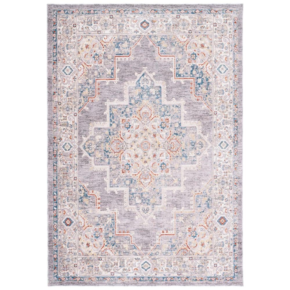 SAFAVIEH Olympia 5 ft. x 8 ft. Dark Gray/Beige Ornate Medallion Area ...
