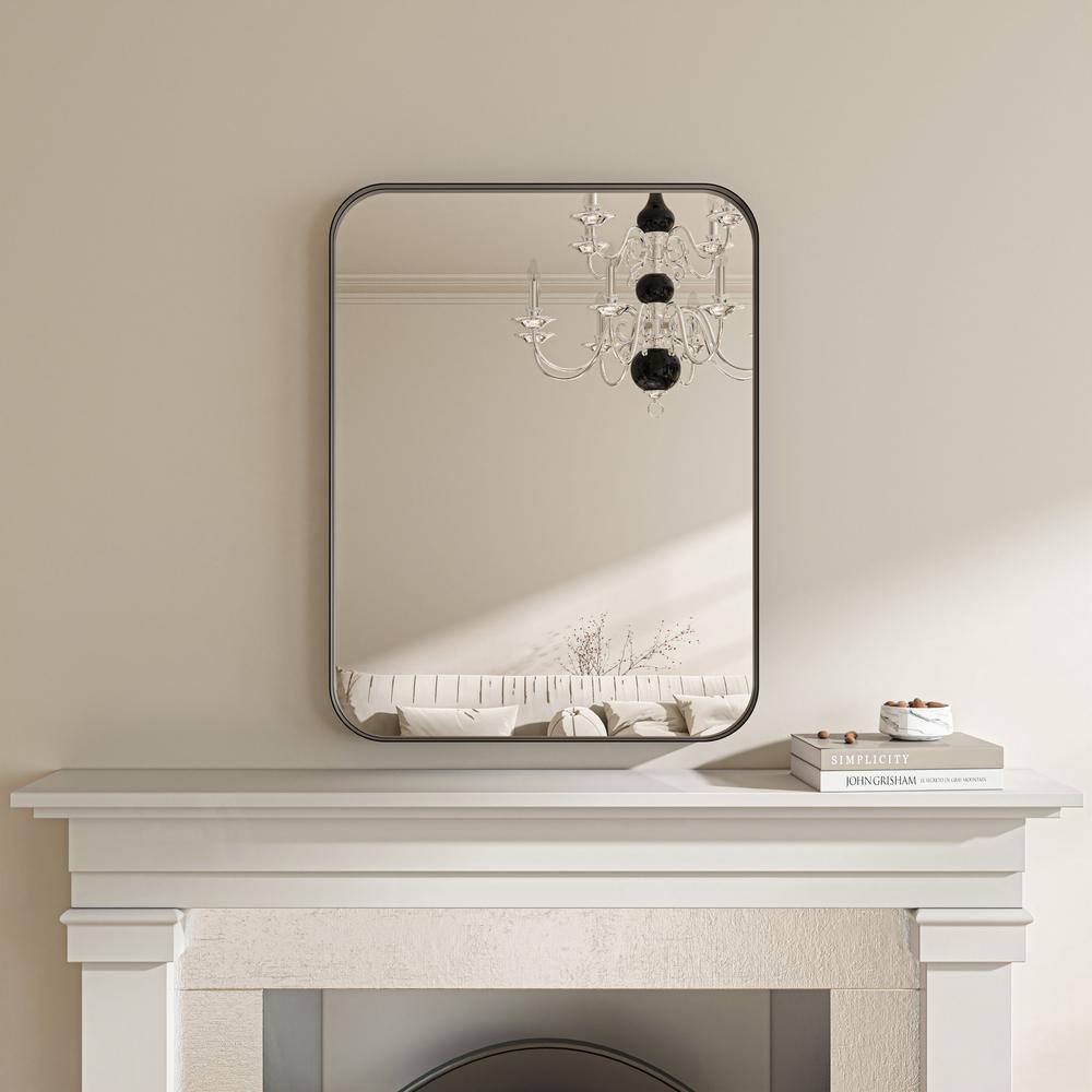 ORGANNICE 24 in. H x 32 in. W Rectangular Aluminum Framed Modern Black ...