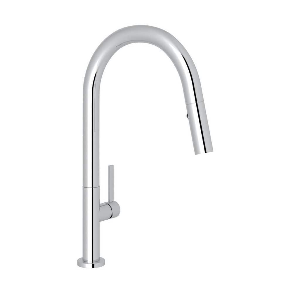 ROHL Lux Polished Chrome 16.28 in. H Pull Down Sprayer Kitchen Faucet ...