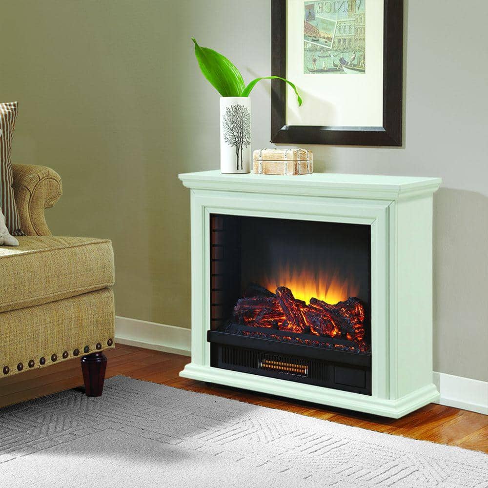 Pleasant Hearth Sheridan 31 in. Mobile Electric Fireplace in White GLF ...