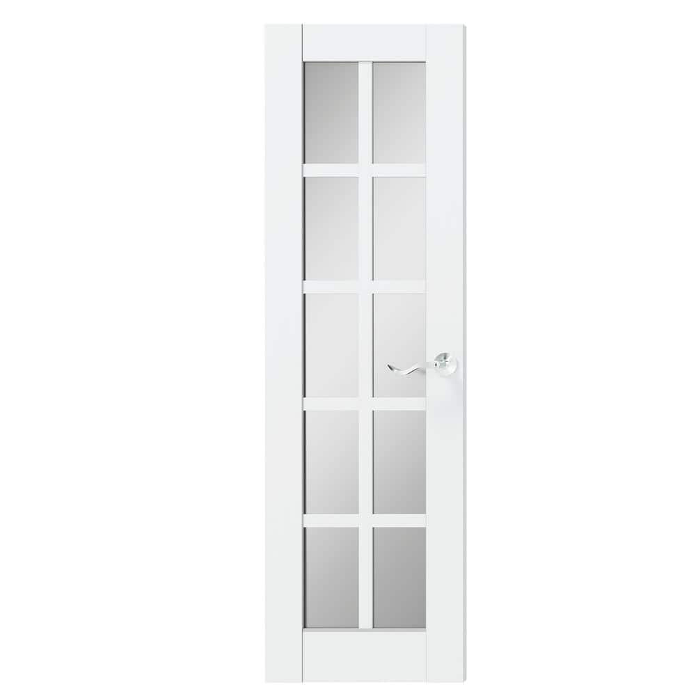 TENONER 24 in. x 80 in. Composite, MDF, 10 Lite, Mirrored Glass, Primed ...