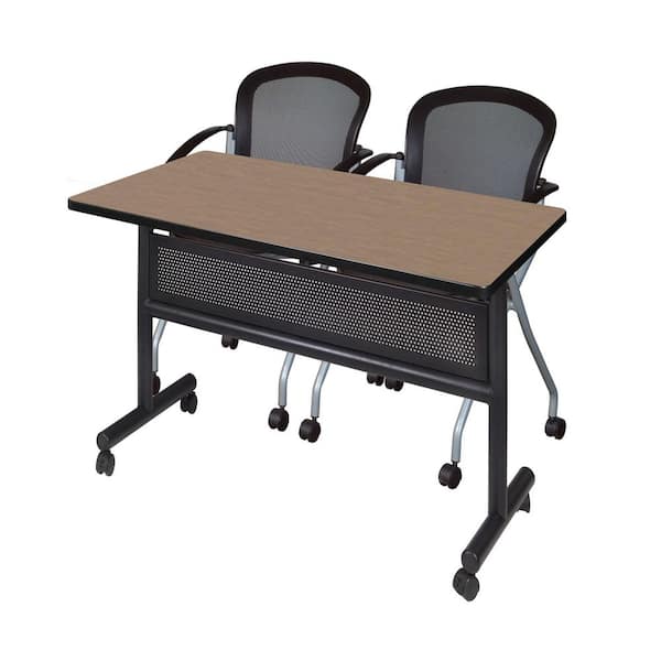 Regency Kobe 48 in x 30 in. Noble Oak Flip-Top Privacy Nesting Table ...