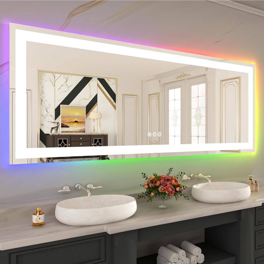 KIOTEE 84 in. W x 32 in. H Rectangular Frameless LED Frontlit, RGB ...