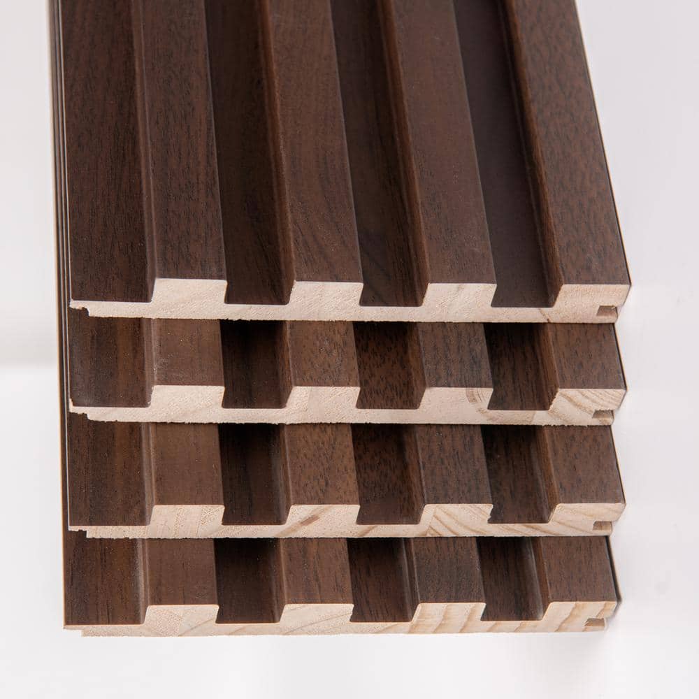 Art3dwallpanels Walnut 2/3 in. x 1/2 ft. x 8-1/2 ft. Slat Solid Wood ...