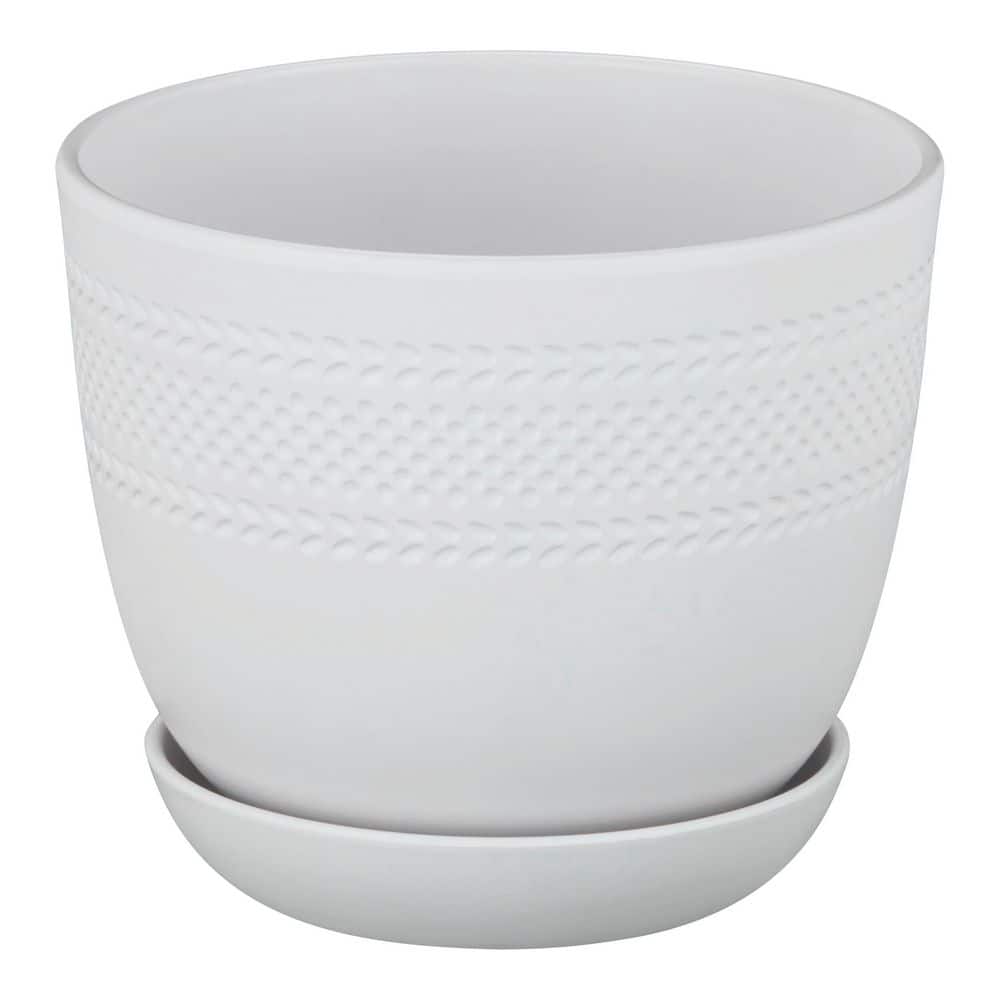 Reviews for Vigoro Brighton Small White Plastic Round Planter with ...