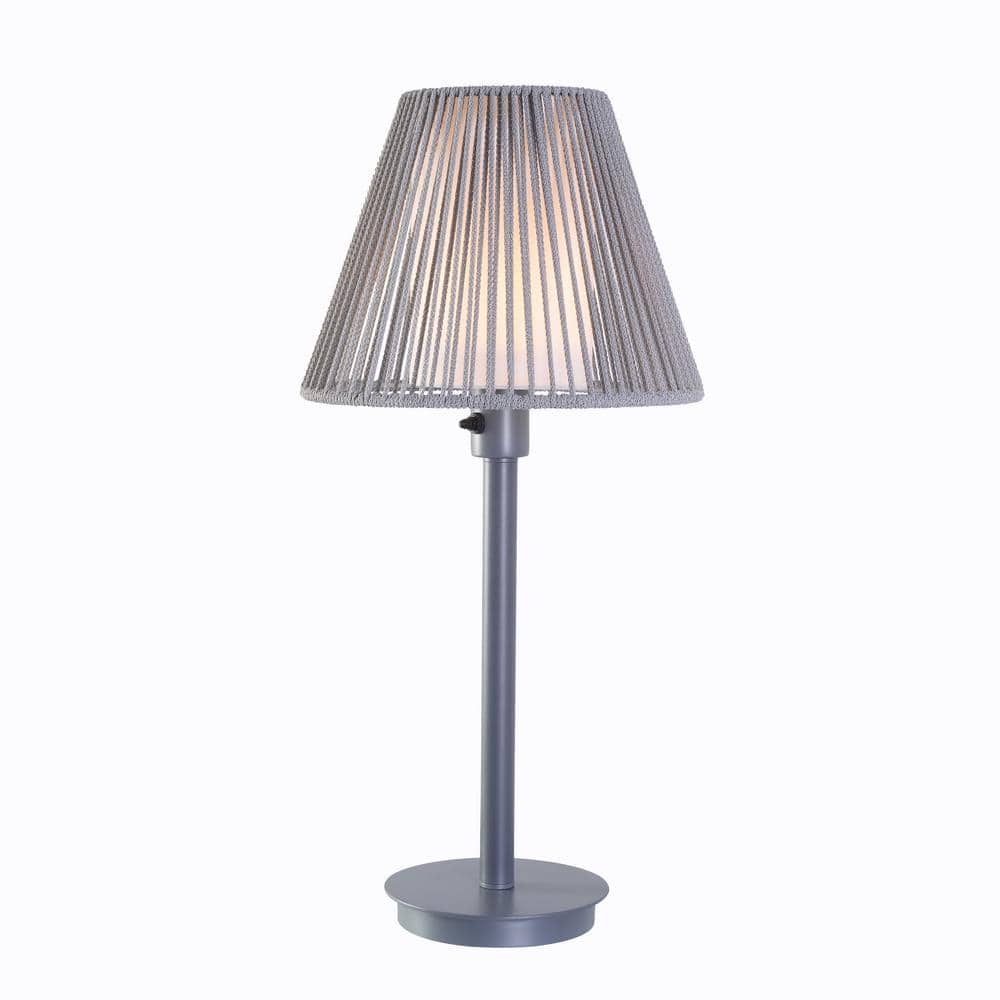 Hampton Bay Aspenwood 27.5 in. Gray Outdoor/Indoor Table Lamp ...
