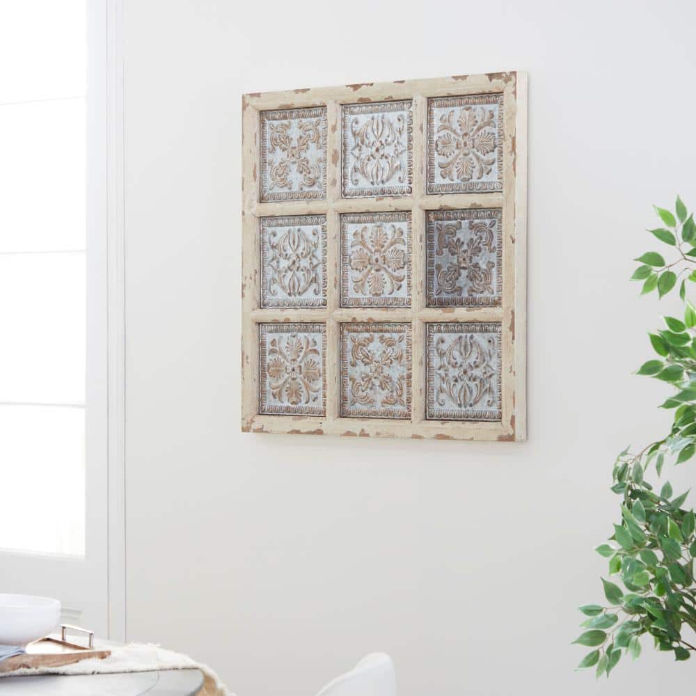 Litton Lane Metal White Scroll Wall Decor with Embossed Details 55507 ...