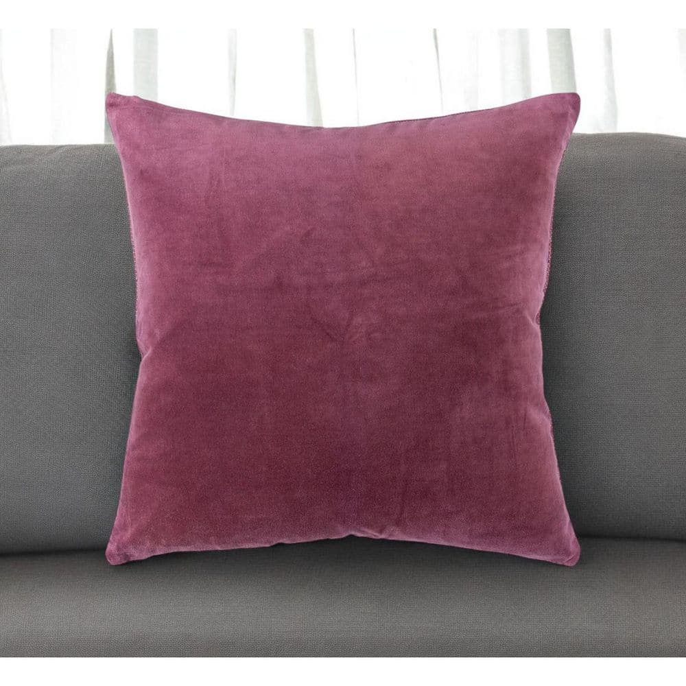 HomeRoots Raspberry Solid Polyester 22 in. x 22 in. Throw Pillow ...