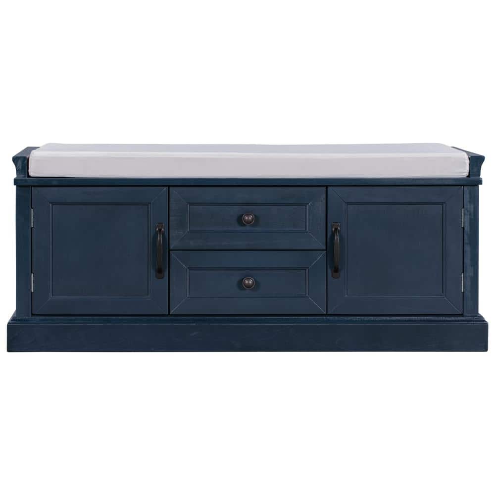 Polibi Antique Navy Storage Bench with 2 Drawers and 2 cabinets for ...
