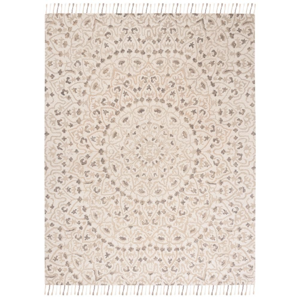 SAFAVIEH Blossom 8 ft. x 10 ft. Ivory/Taupe Garden Medallion Area Rug ...