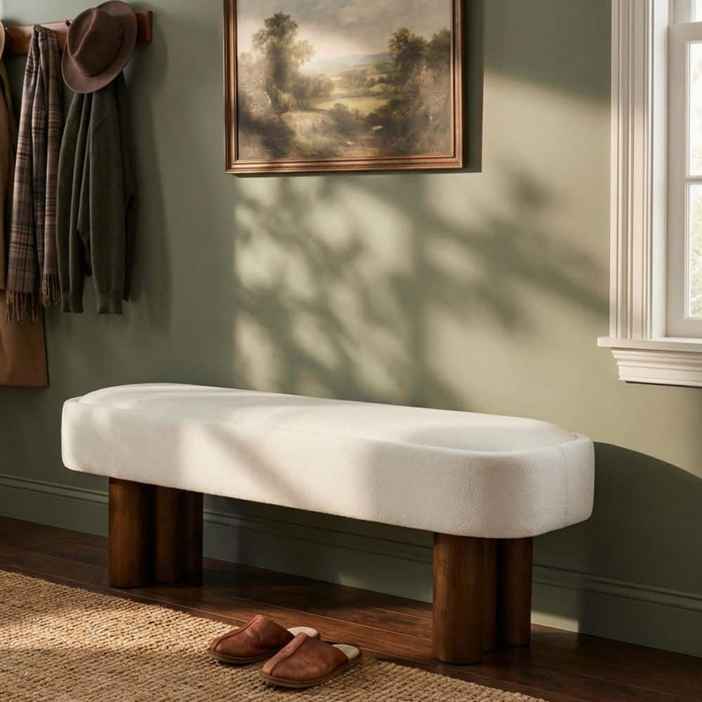 CHRISTOPHER KNIGHT HOME Shoko 51.57 in. Beige Fabric Dining Bench with ...