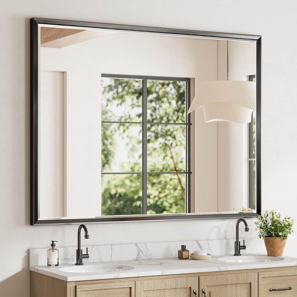 QueenFun 48 in. W x 36 in. H Aluminum Beveled Edge Rectangular Framed ...