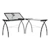 Studio Designs LS Craft Black/Clear Glass Corner Work Table Metal and ...