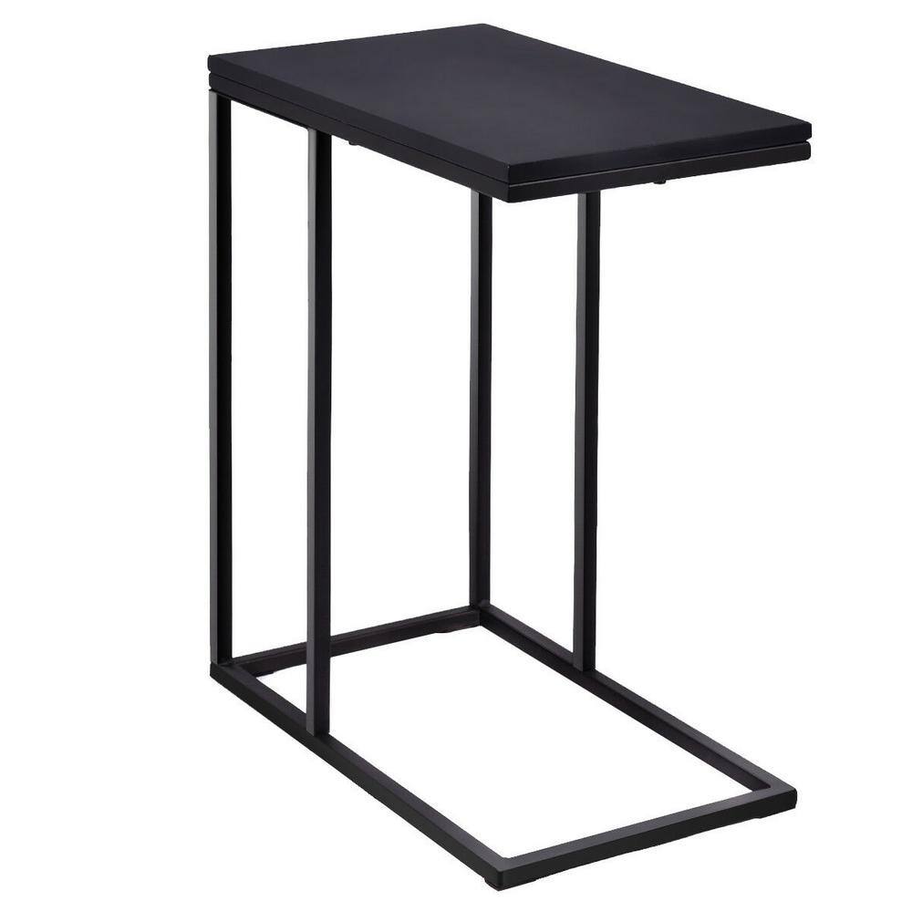 ANGELES HOME 11 in. Black 23 in. MDF Top C Table End Table with Steel ...