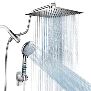 Heemli Rain Shower Head Combo 1.8 GPM 5-Spray 8 in. Wall Mount Dual ...