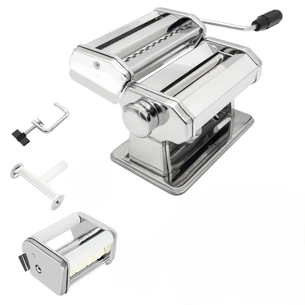 Wudkey Stainless Steel 9-Level Adjustable 2-in-1 Manual Pasta Maker ...