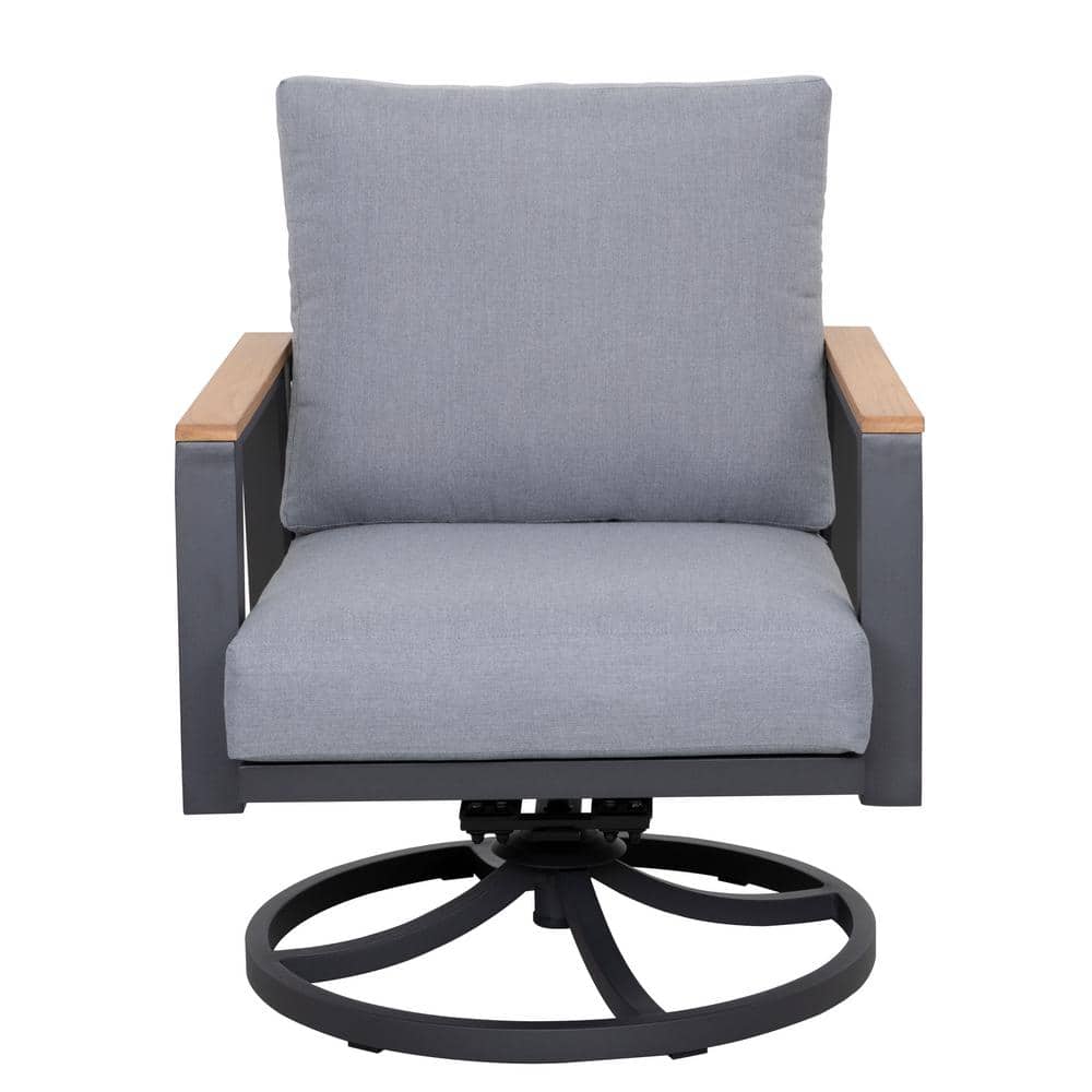 Reviews for Patio Time Black Aluminum Swivel Outdoor Rocking Chairs ...