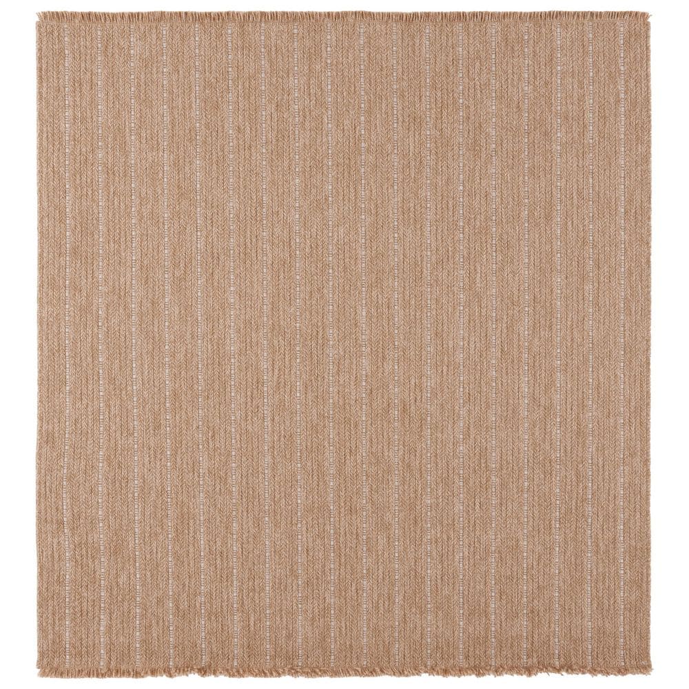 SAFAVIEH Retreat Natural/Black 7 ft. x 7 ft. Solid Wavy Diamond Square ...