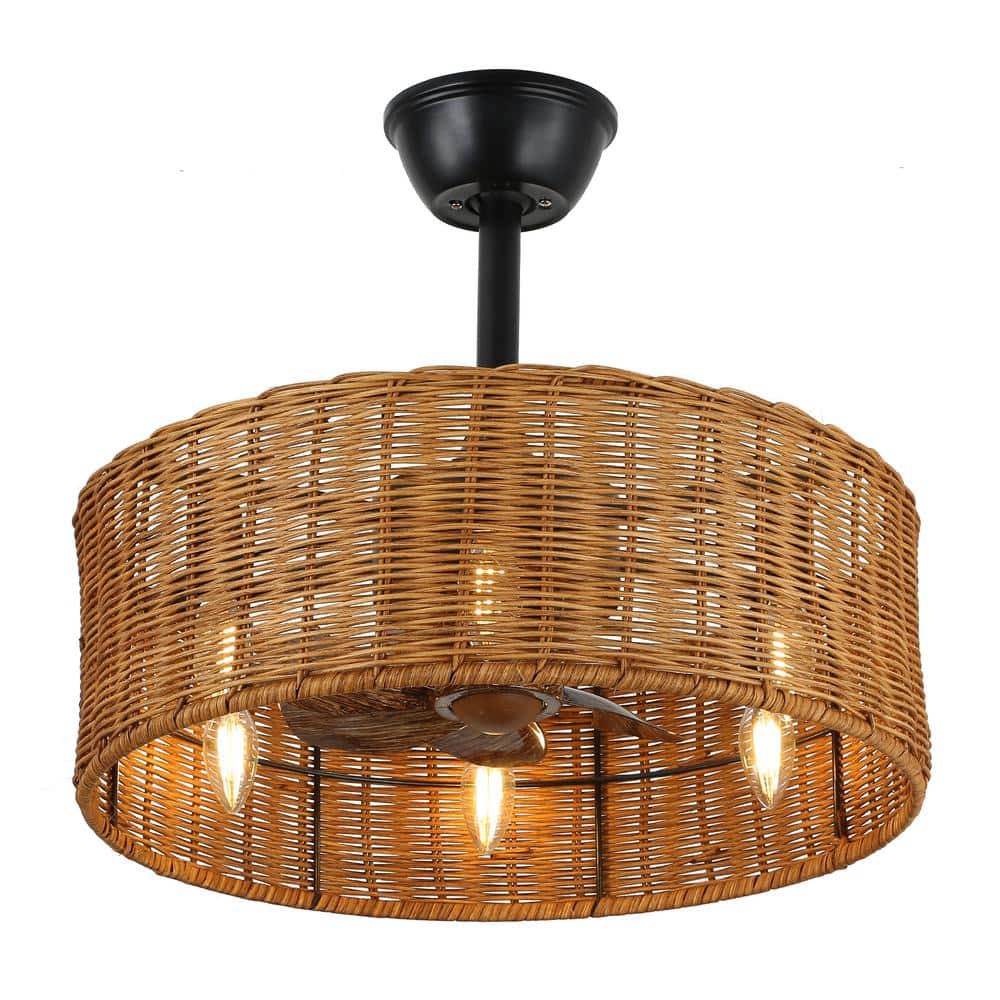 Oaks Aura Cora 20 in. Indoor Brown Rattan Wicker Scandi-Style Ceiling ...