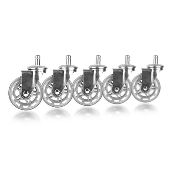 SlipStick 3 in. Chrome and Grey Rollerblade Office Chair Caster Wheels ...