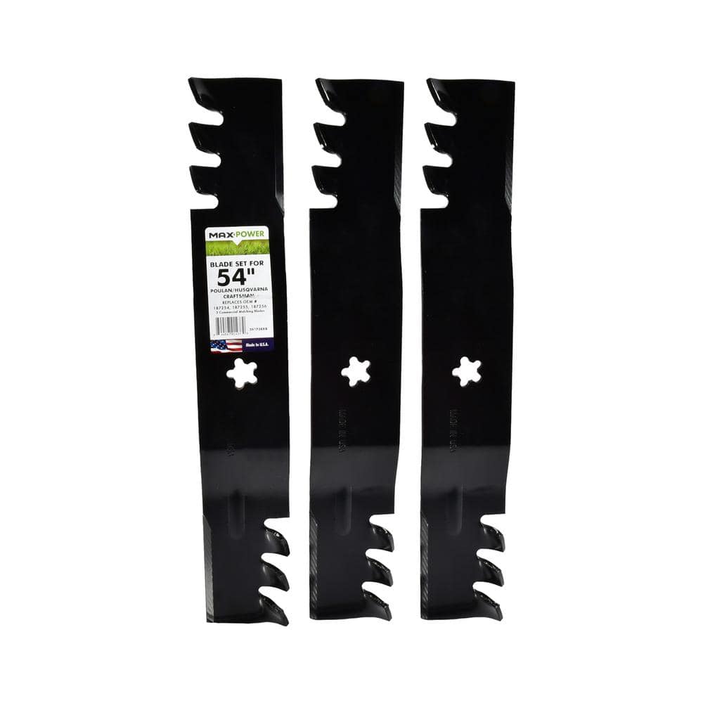 MaxPower 3-Commercial Mulching Blade Set for Many 54 in. Cut Craftsman ...