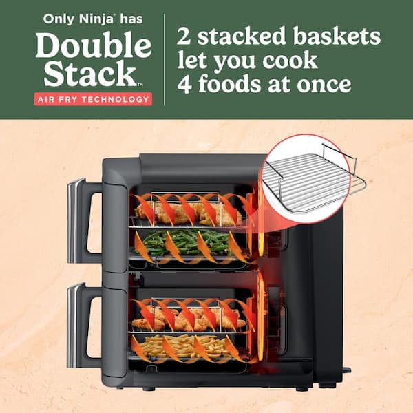 Reviews for NINJA Double Stack Xl 10 Qt. 2 Basket Air Fryer With 6 in 1 Cooking Programs Cooks 4 Foods at Once Space Saving Design Gray Pg 3 The Home Depot